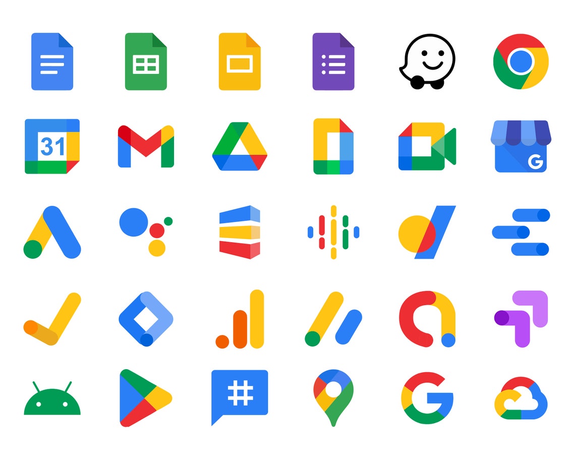 Google Services Icon Bundle: Vector SVG & PNG (30 Icons) - Etsy