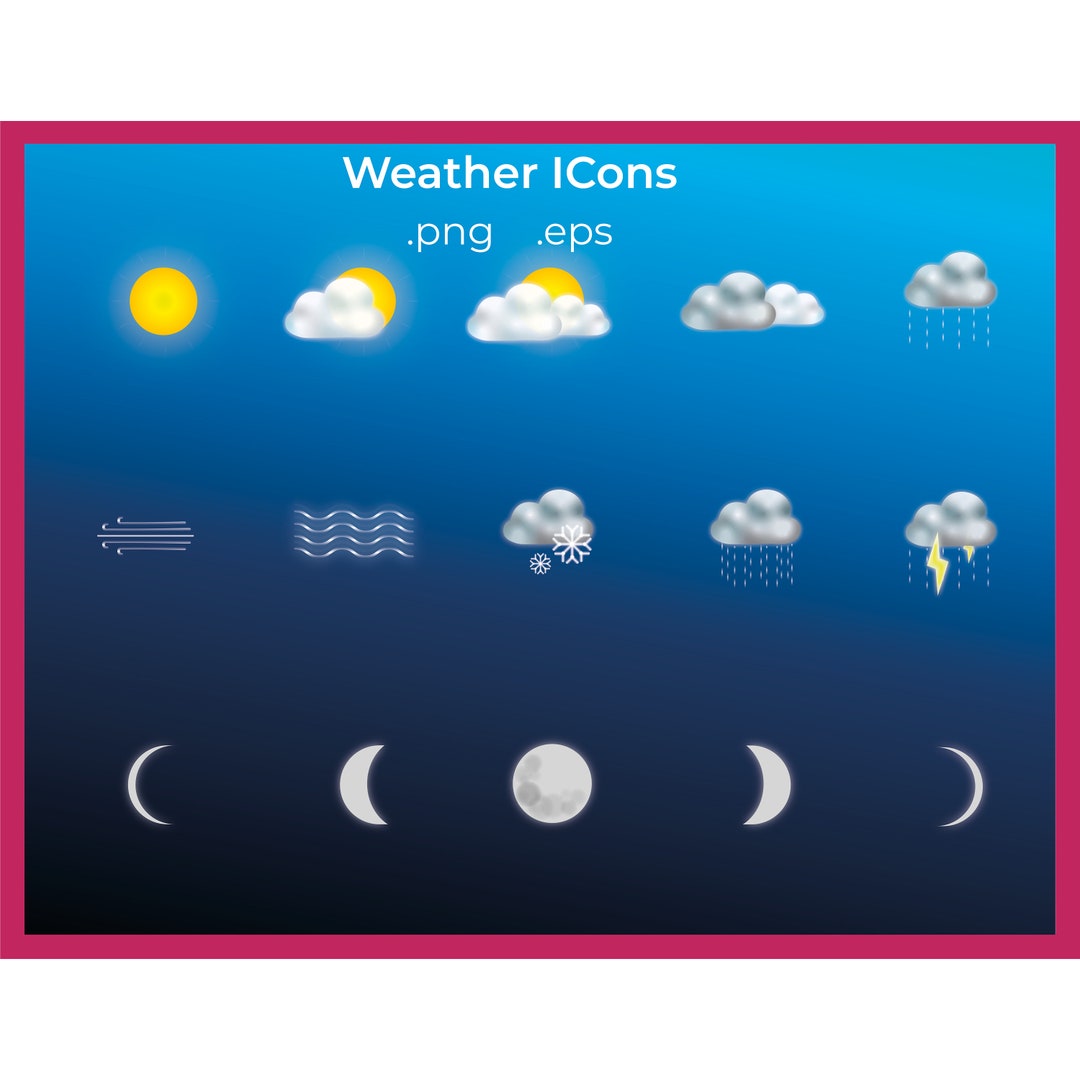 Vectorial Weather and Moon Phases Icons in .ai and .eps for Weather ...
