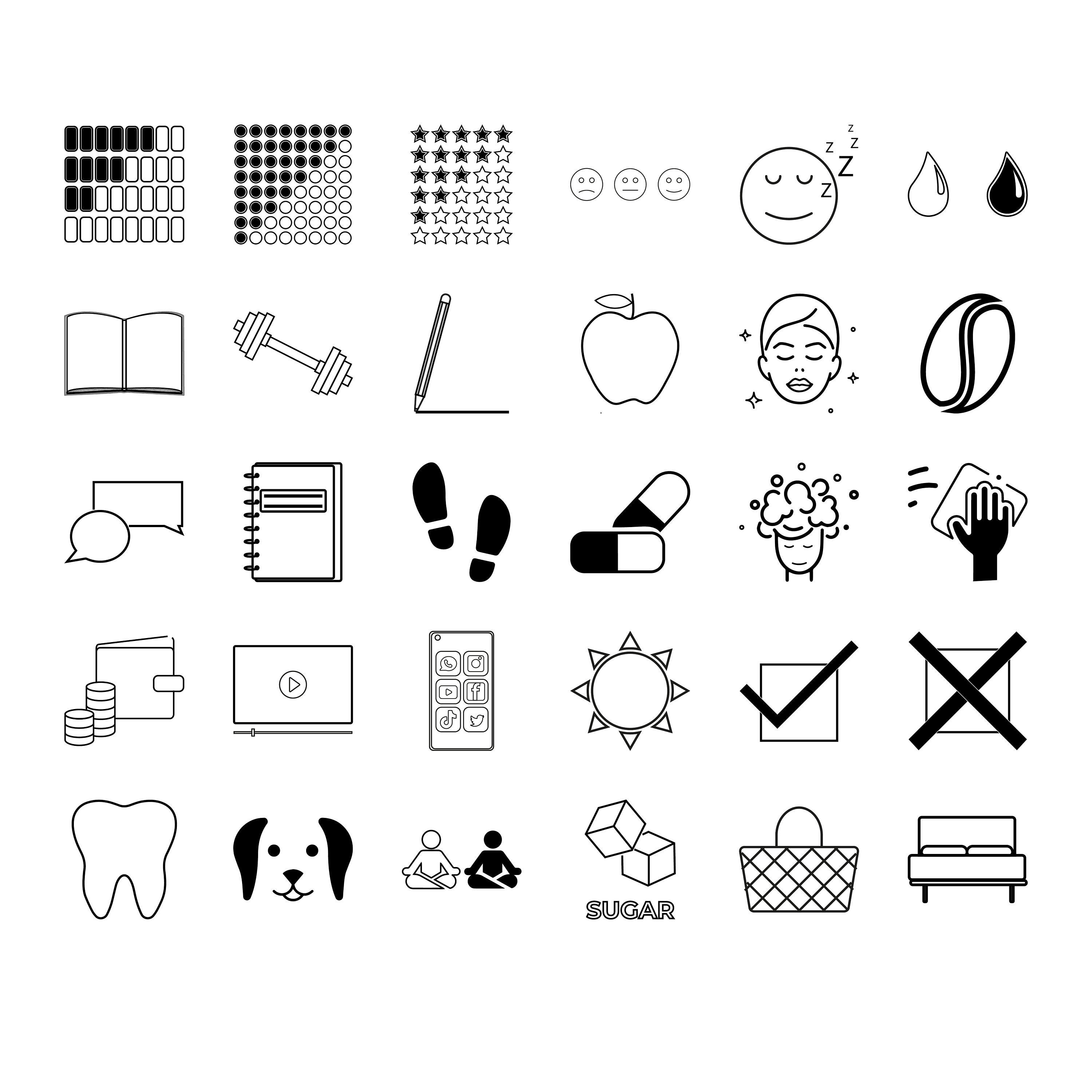 Vectorial Habit Tracker Planner Icons in Svg for Creating Your Own ...