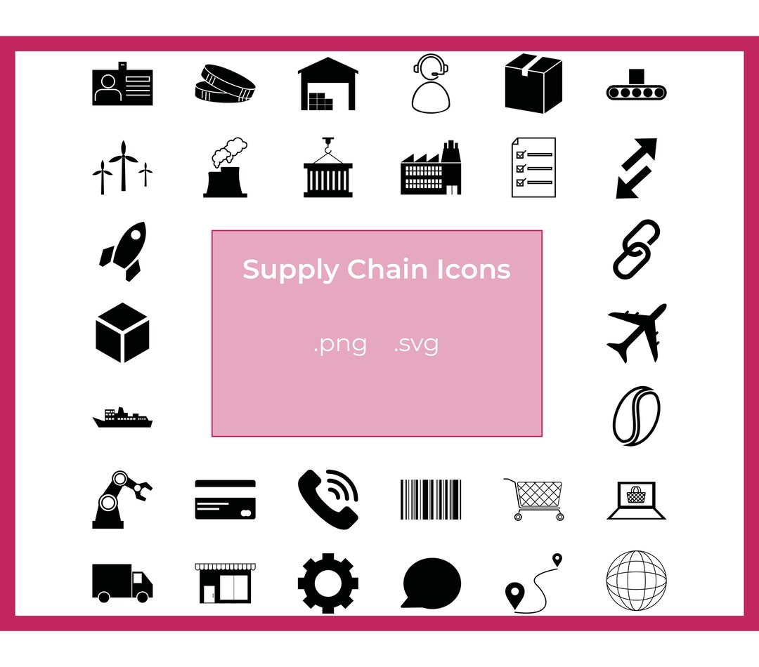 Vectorial Supply Chain Icons Pack (.svg) Cargo Icons. Production ...