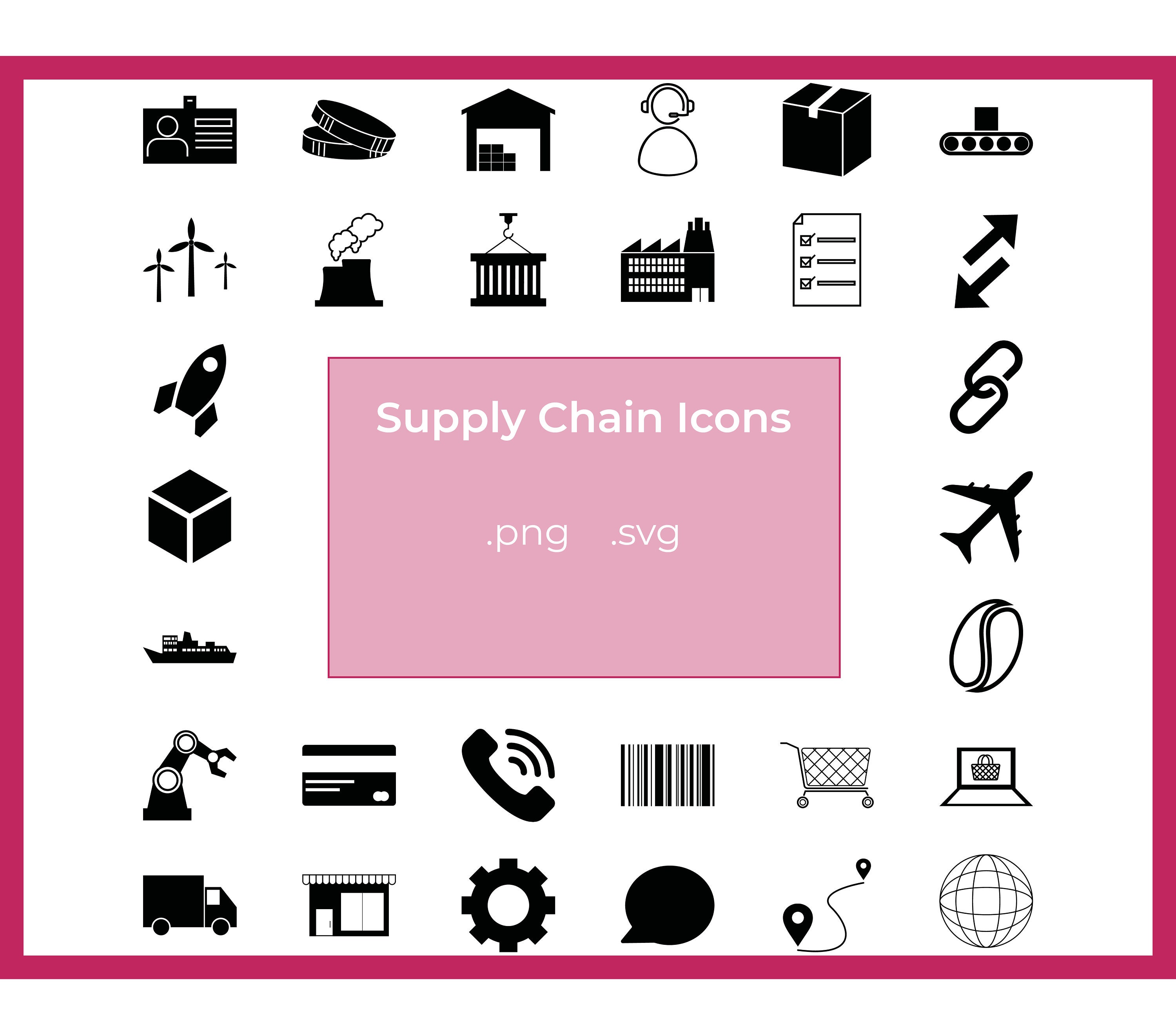Vectorial Supply Chain Icons Pack .svg Cargo Icons. Production Process ...
