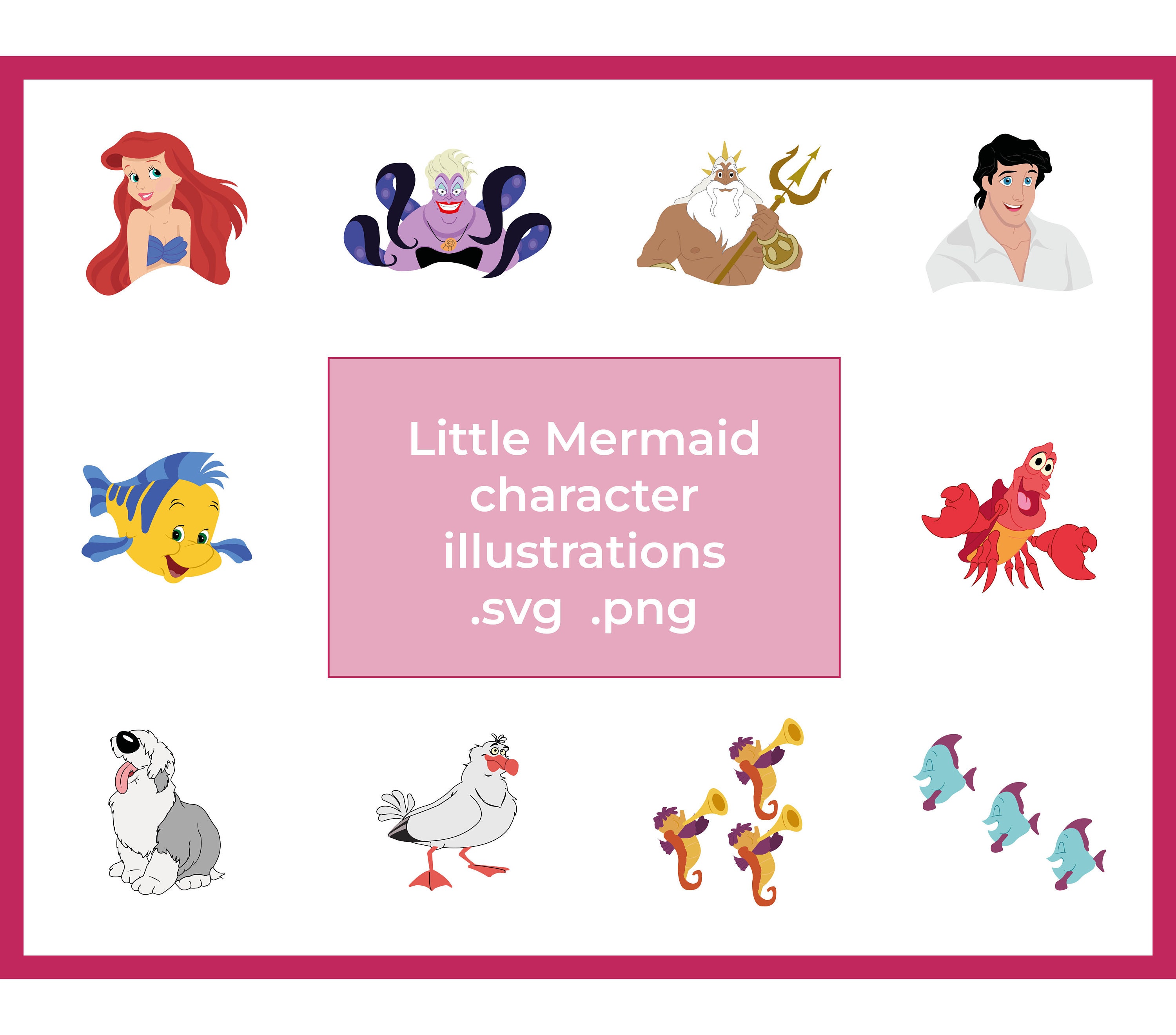 Illustrations Based on the Little Mermaid Vectorial Format (svg and Png ...