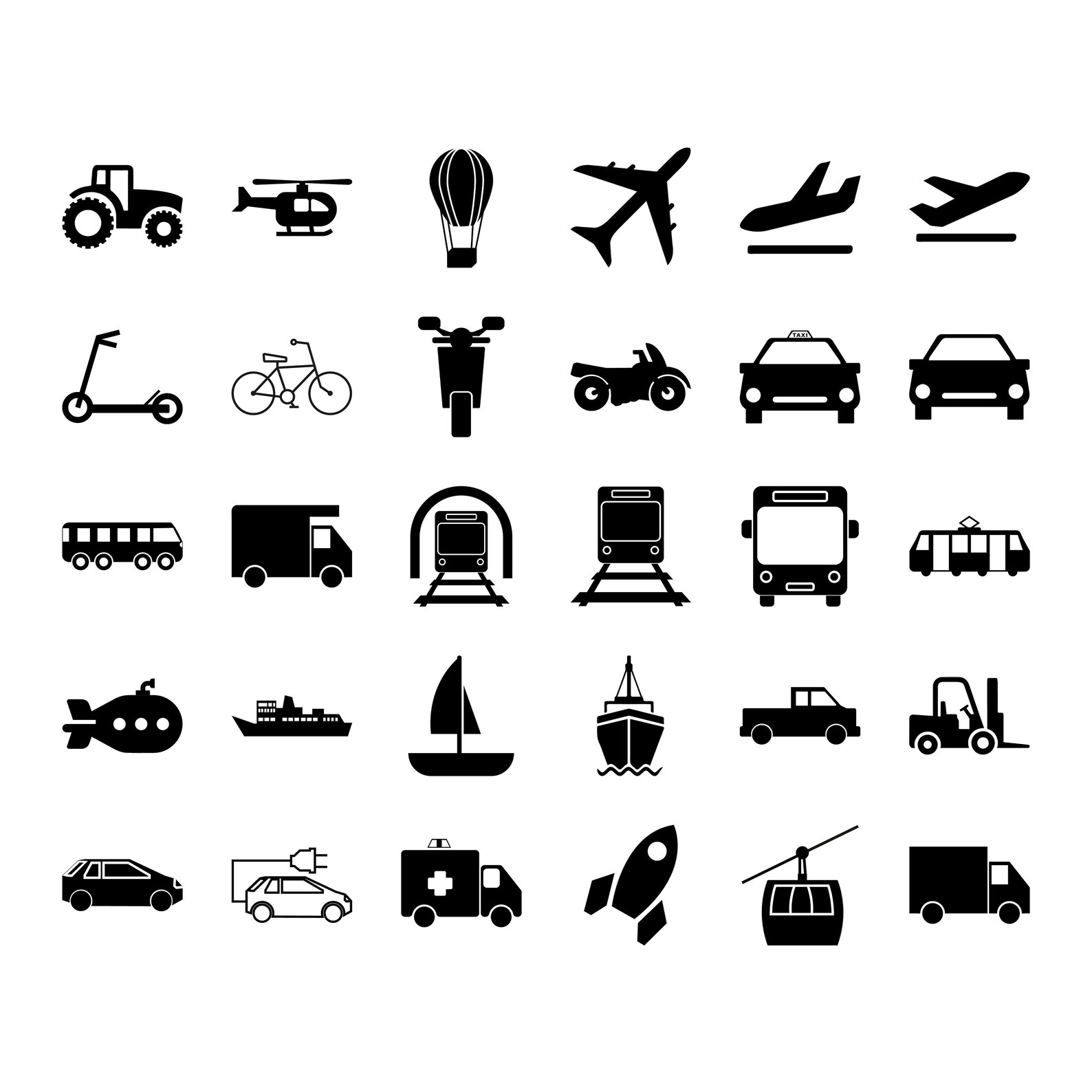 Vectorial Transport Methods Icons Pack Commute Icon (.svg) Vehicle ...