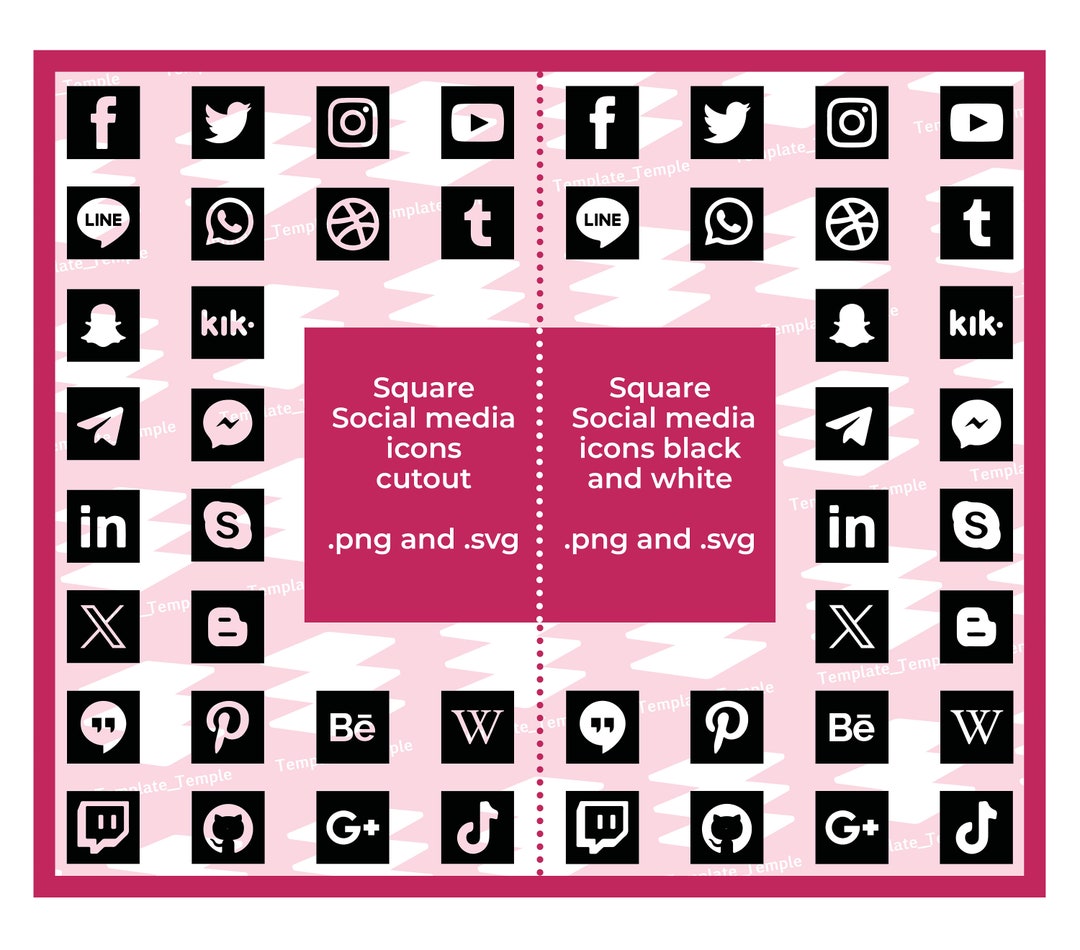 Mega Icon Bundle Square Social Media Icons Vector (svg and Png). 2 ...