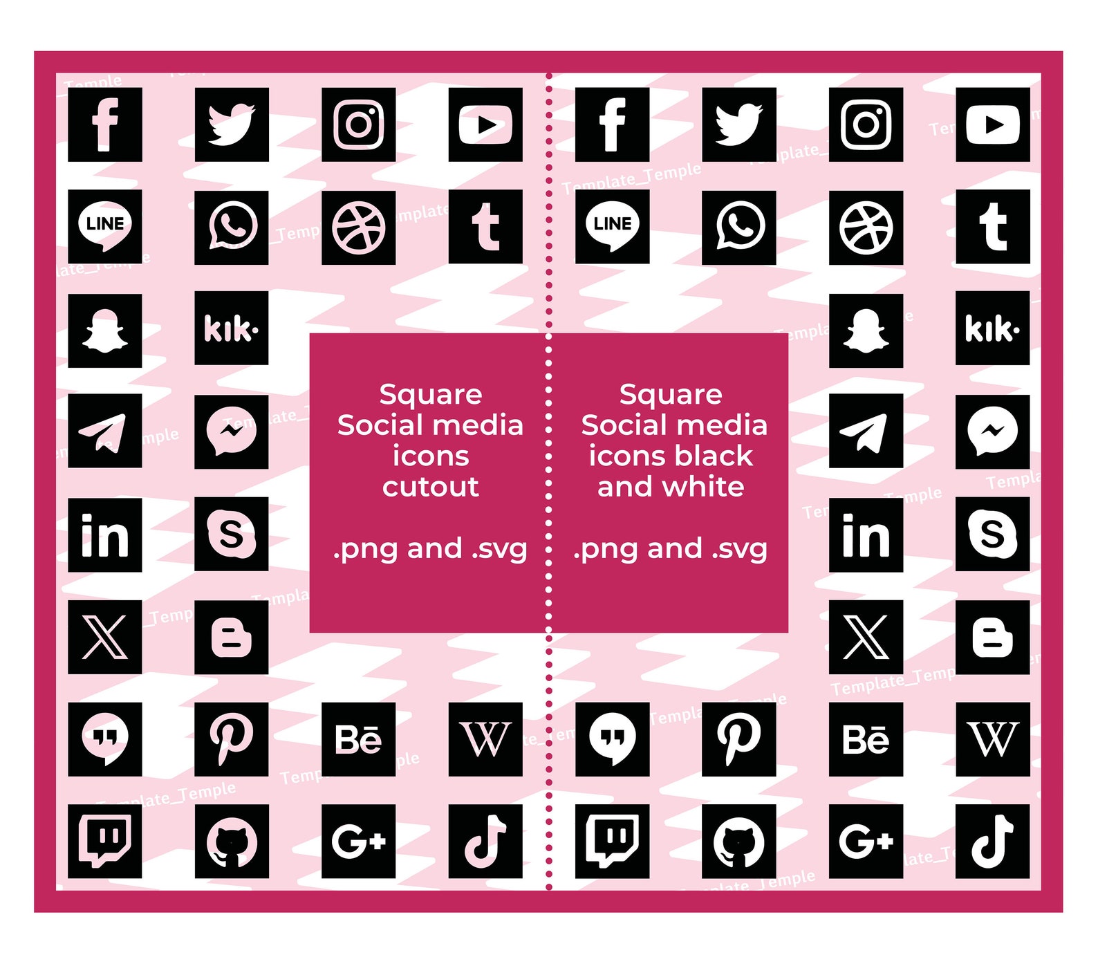 Mega Icon Bundle Square Social Media Icons Vector svg and Png. 2 ...