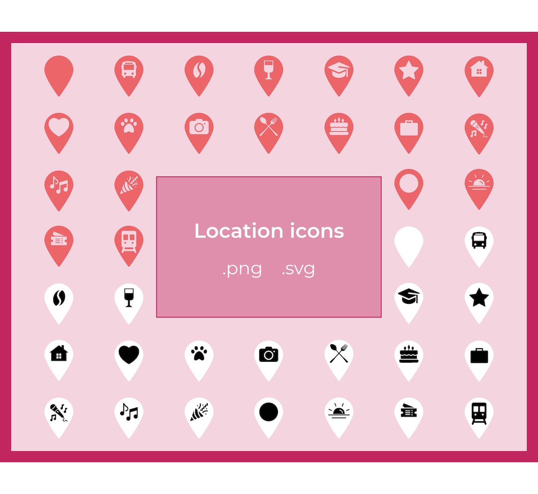 Iconos de ubicación vectorial .svg. Iconos para mapas. Personaliza tu ...