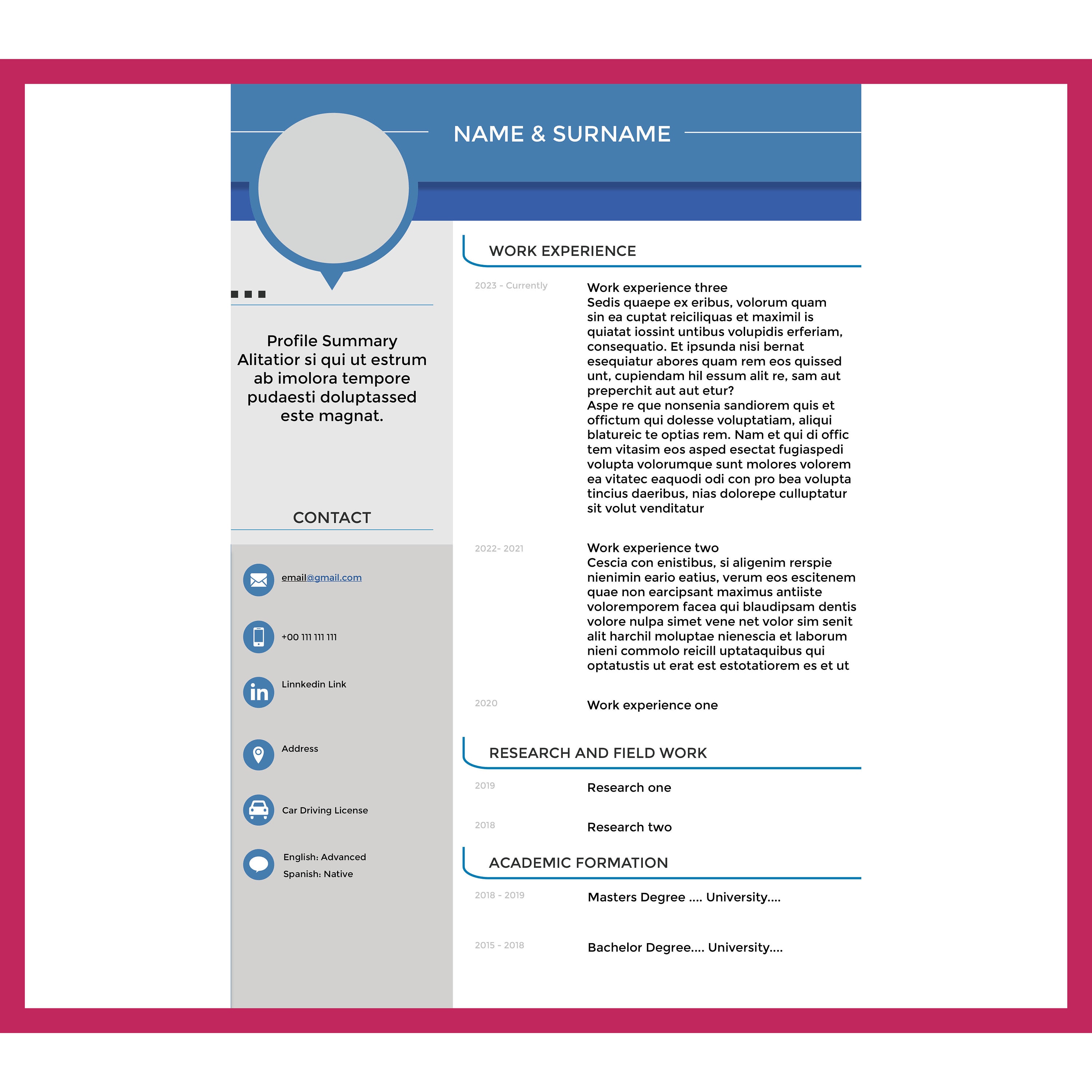 Cv Template for Corporate World ( .pdf .idml .indd) Download Curriculum ...