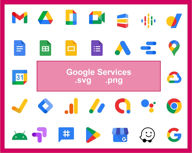 Google Icons Vector Svg and Png Icons Gmail Google Drive, Maps, Cloud ...
