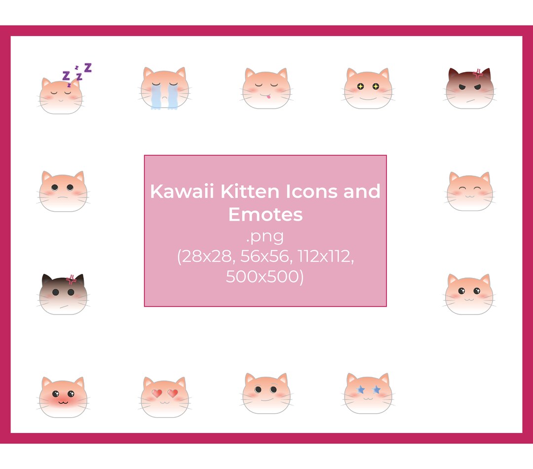Complete Pack Emotes / Emogis Emotions Moods Kawaii Kitten for Twitch ...