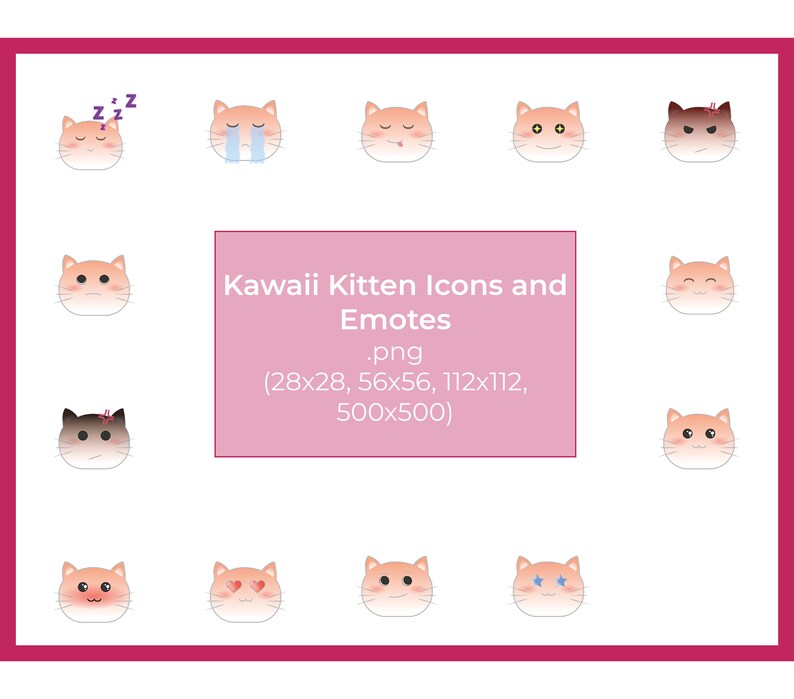 Complete Pack Emotes / Emogis Emotions Moods Kawaii Kitten for Twitch ...