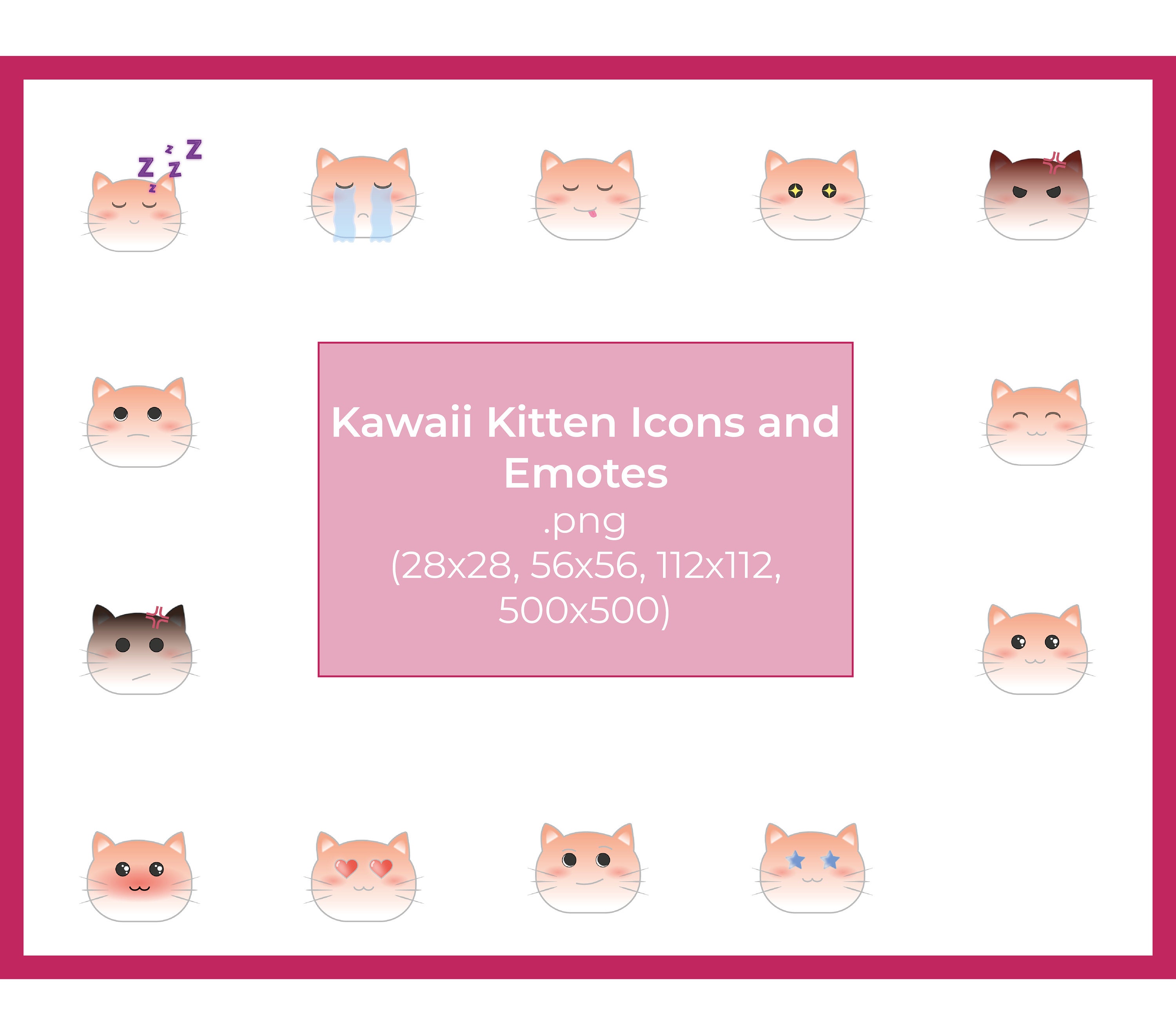 Complete Pack Emotes / Emogis Emotions Moods Kawaii Kitten for Twitch ...