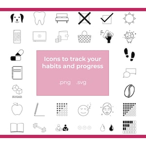 Vectorial Habit Tracker Planner Icons in Svg for Creating Your Own ...