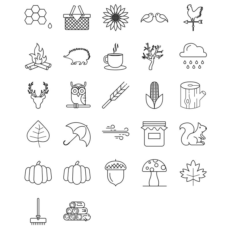 Fall Autumn Icon Pack in Vectorial Format (svg and Png) Editable Icons ...