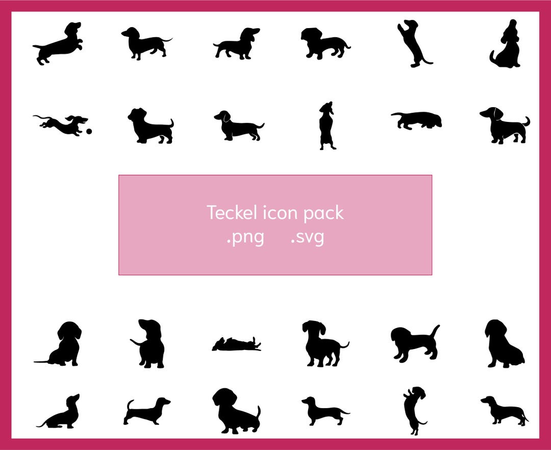 Teckel / Dachshund Dog Silhoutte Icon Pack in Vectorial Format (.png ...