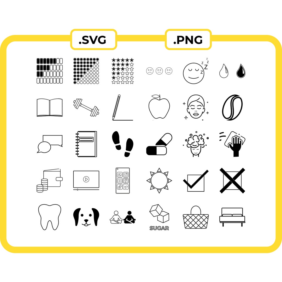 Vectorial Habit Tracker Planner Icons in Svg for Creating Your - Etsy