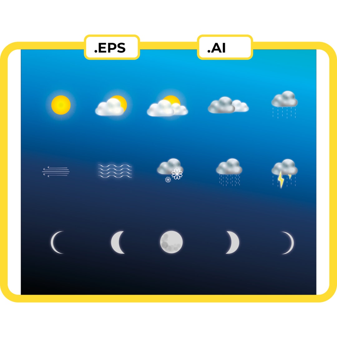 Vectorial Weather and Moon Phases Icons in .ai and .eps for - Etsy