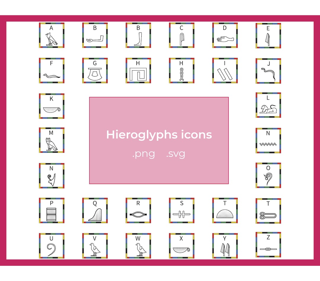 Egyptian Hieroglyphs Alphabet Icons: Vector Pack (SVG & PNG) - Etsy
