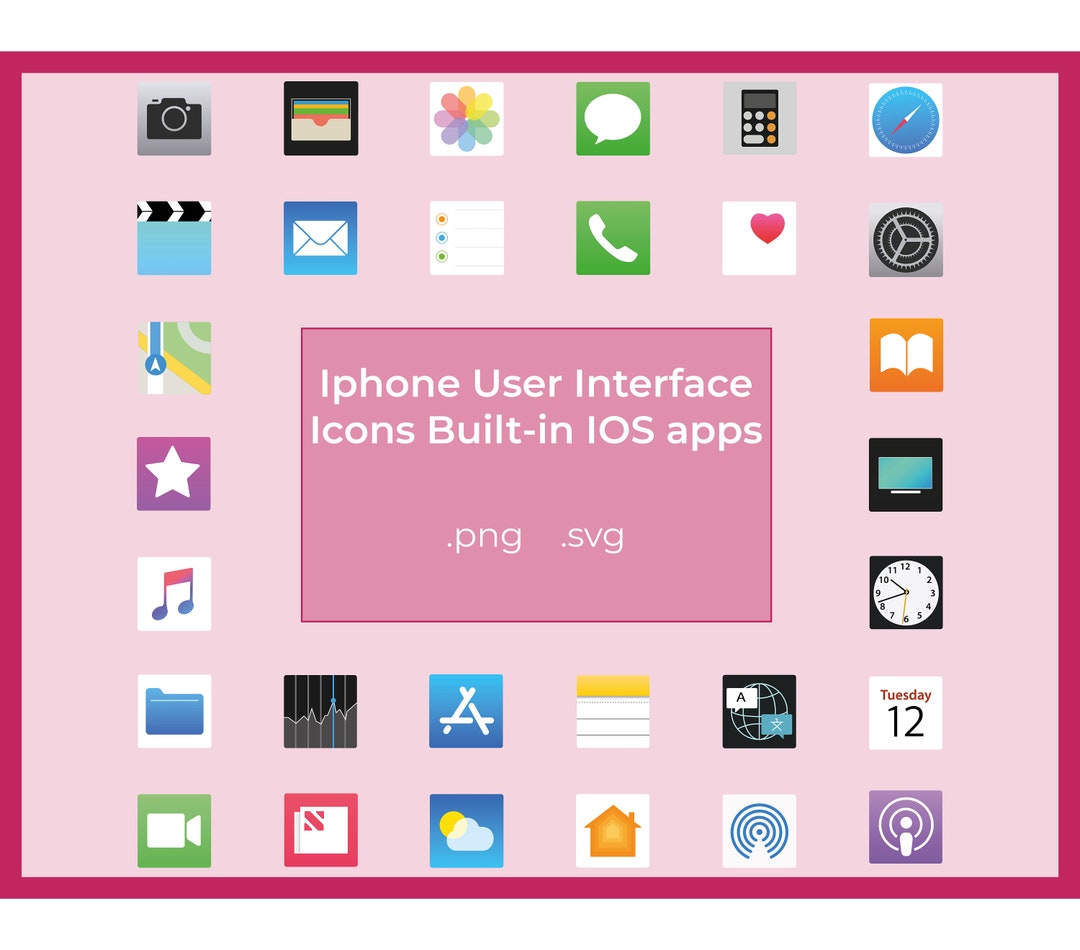 IPhone IOS App Icons: Vector UI Icon Pack (.svg & .png) - Etsy