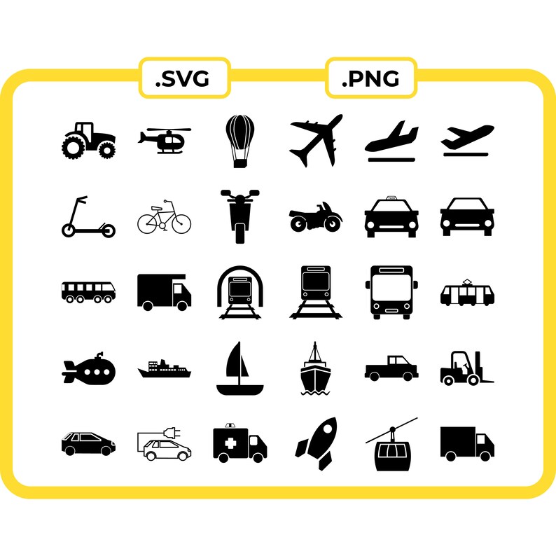 Vectorial Transport Methods Icons Pack .svg Vehicle Types: - Etsy