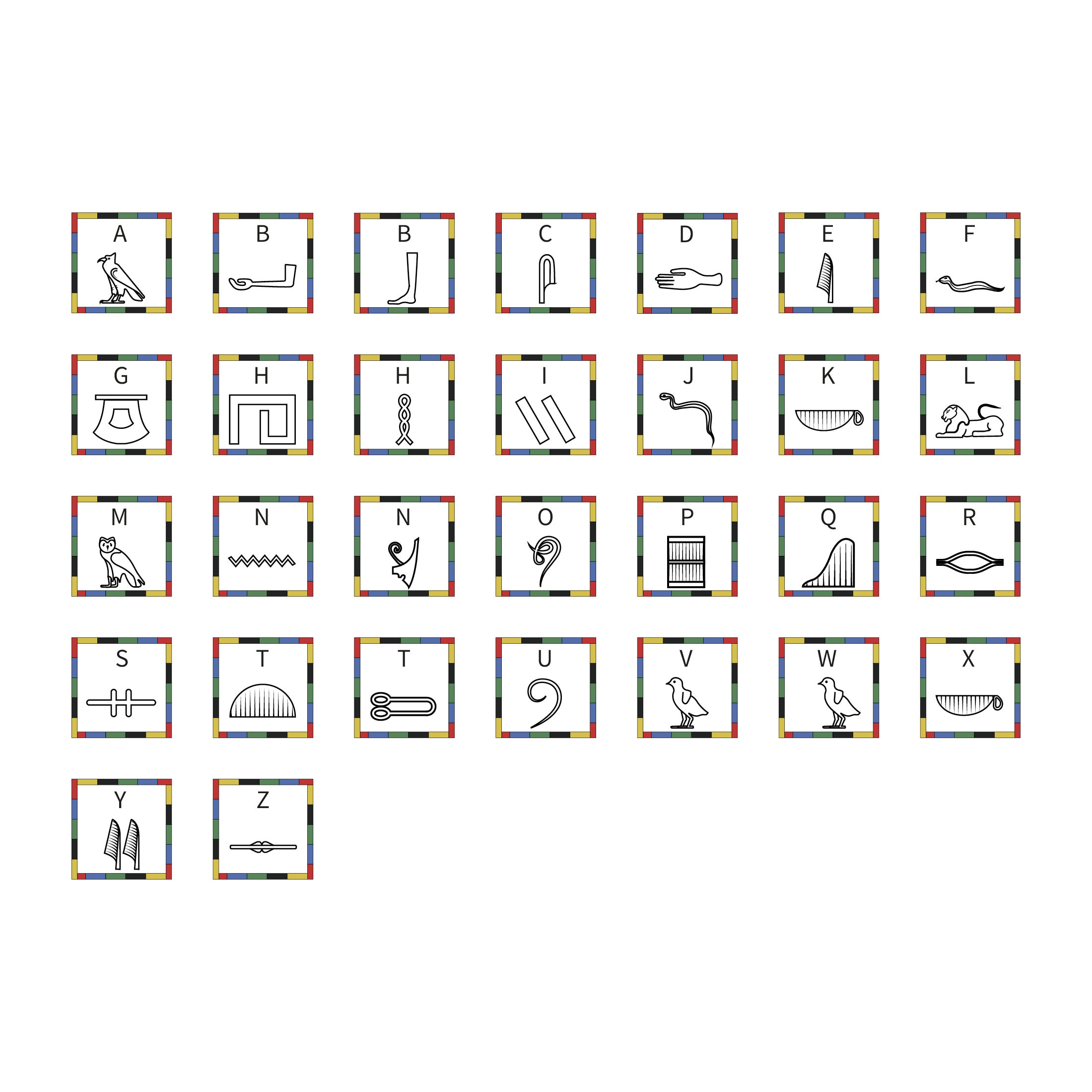 Vectorial Hieroglyphs Icons Pack (.svg) Hieroglyphs Egyptian Alphabet ...