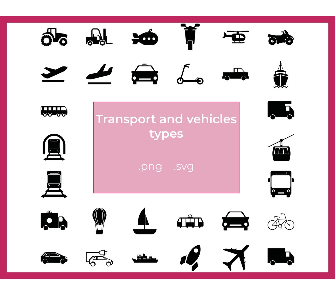 Vectorial Transport Methods Icons Pack Commute Icon .svg Vehicle Types ...