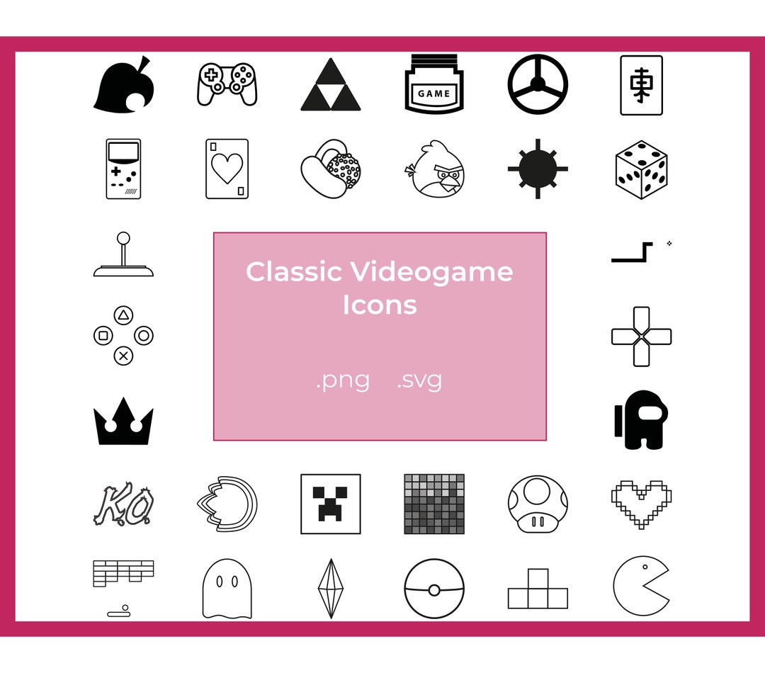 Vectorial Classic Videogames Icons. Symbols of the Most Popular ...