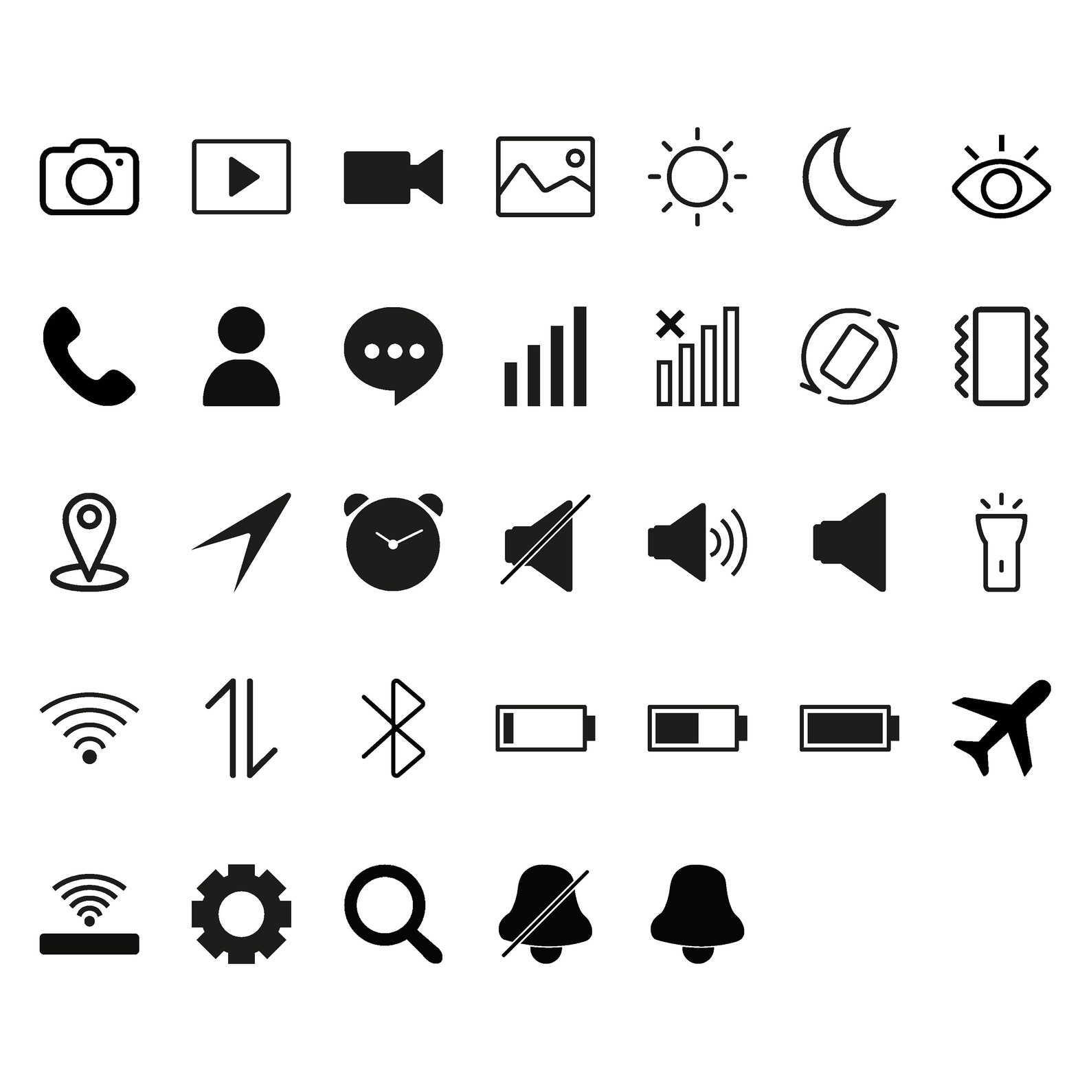 Mobile Phone UI Icons: 33 Vector Cellphone Interface Icons (SVG & PNG ...