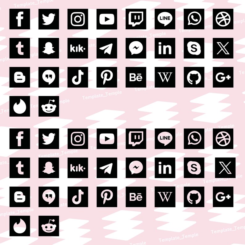 Mega Icon Bundle Square Social Media Icons Vector (svg and Png). 2 ...