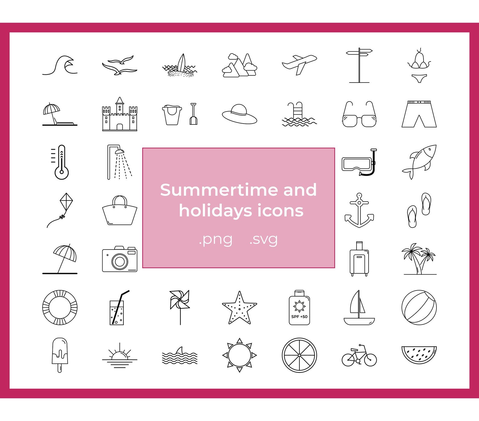 Vector Summer Icons for Holidays and Summertime Season (.svg) Summer ...