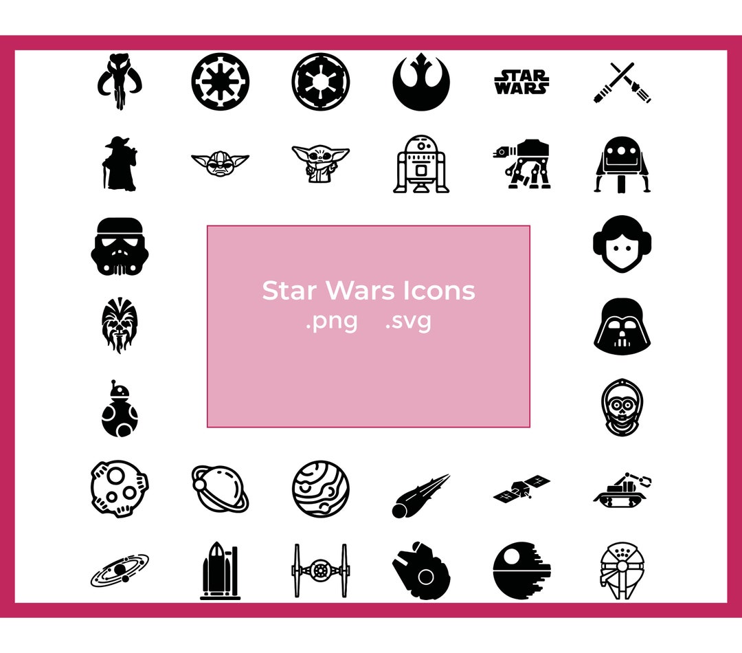 Star Wars Vector Icons: Characters, Ships, Planets (PNG & SVG) - Etsy