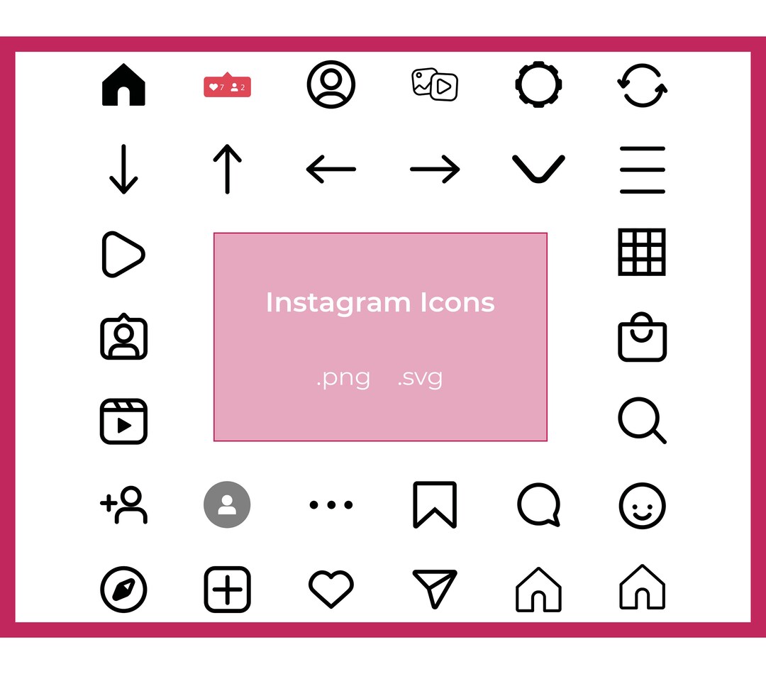 Editable Instagram Icons: Vector Social Media Graphics (SVG, PNG) - Etsy