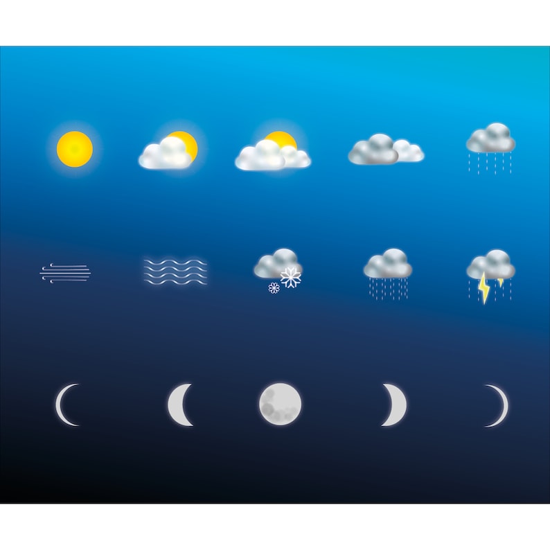 Vectorial Weather and Moon Phases Icons in .ai and .eps for Weather ...