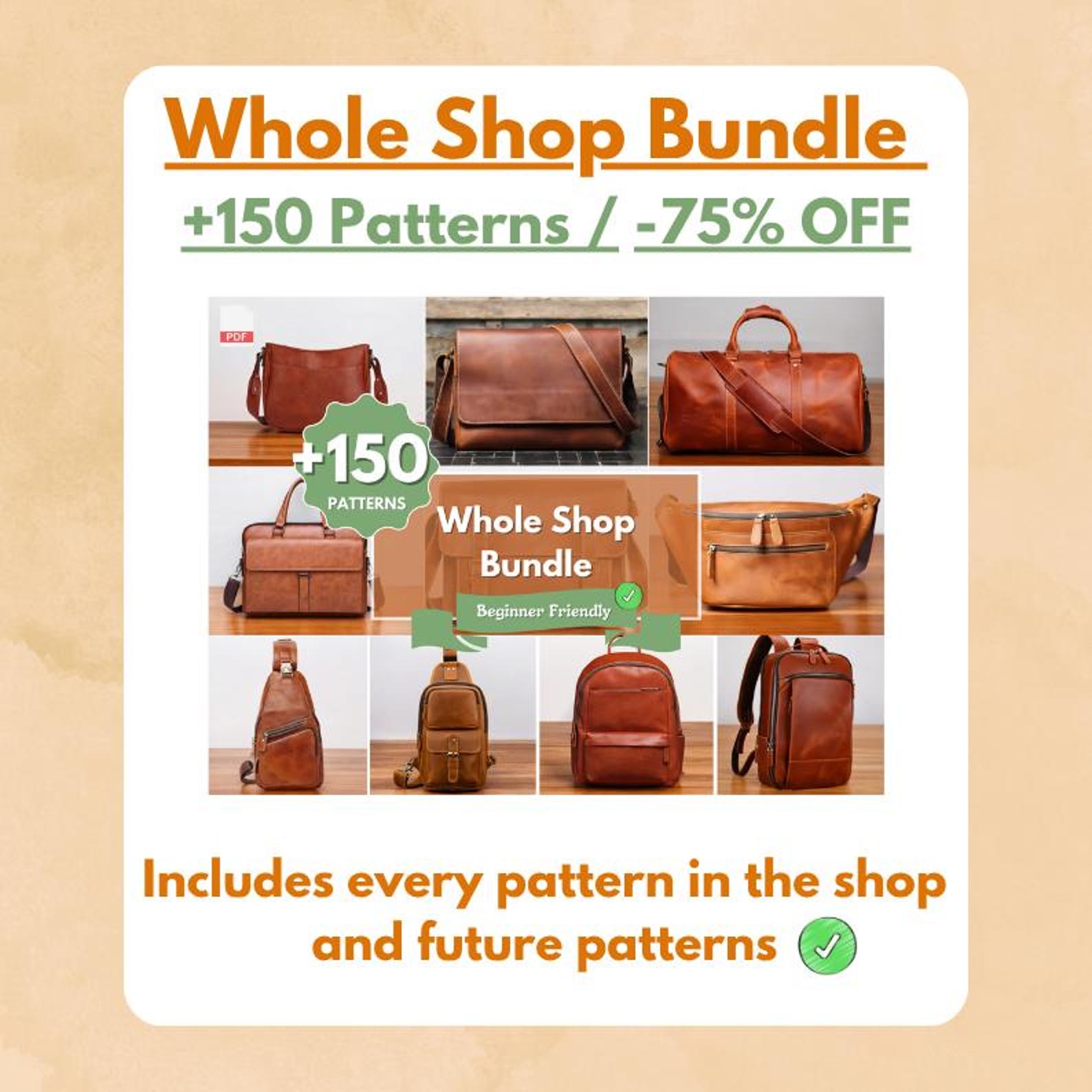 Leather Cap Pattern | Leather Pattern | PDF Leather Pattern | Leather ...