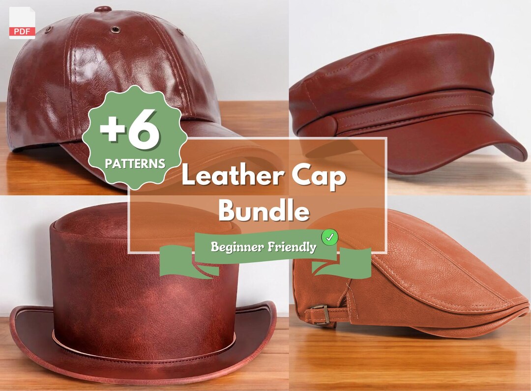 Leather Cap Bundle | Leather Cap Pattern | Leather Patterns | Beginner Pattern | Leather Hat ...