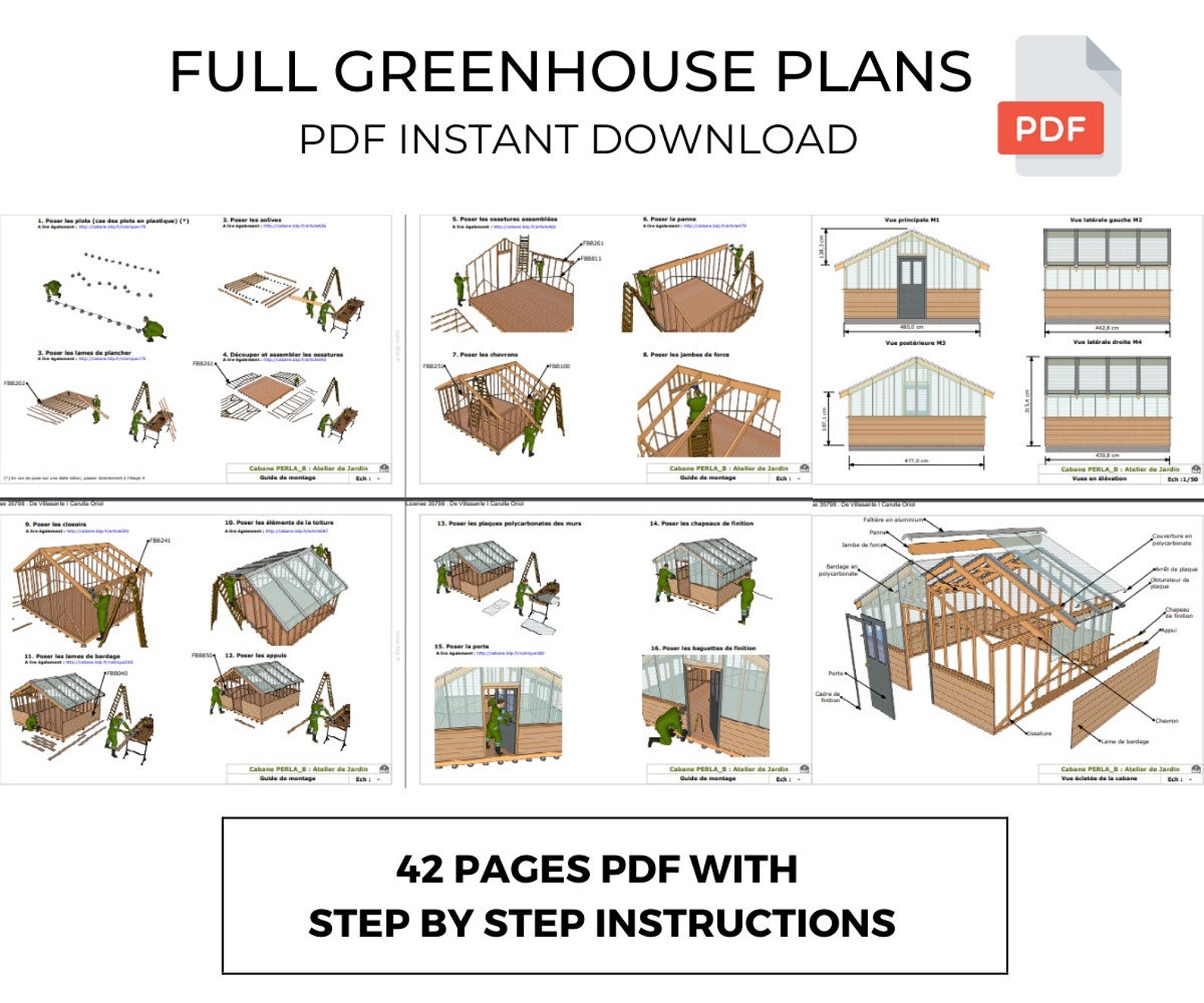 16' X 14' Greenhouse DIY Plans Greenhouse Blueprint PDF Easy Greenhouse ...