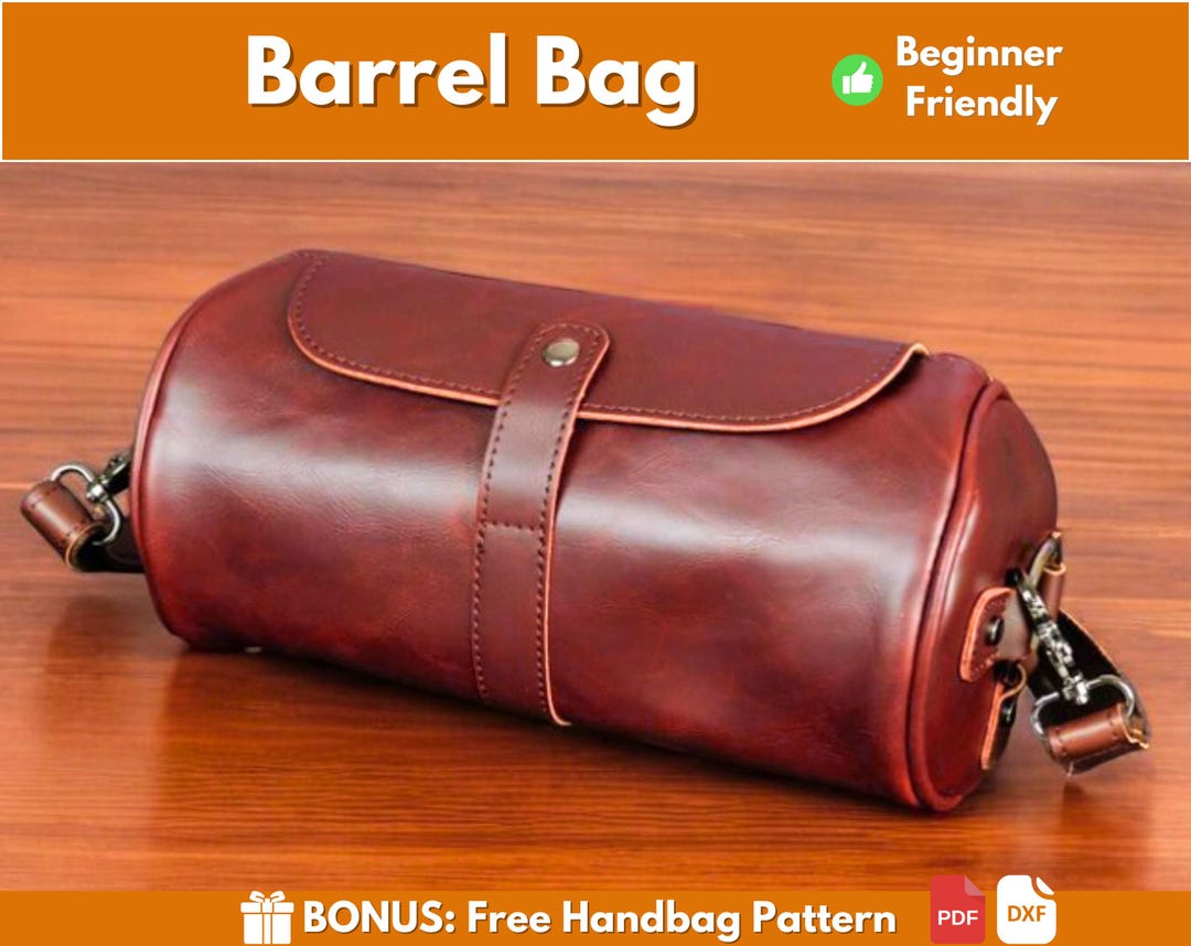 Leather Barrel Bag Pattern | Leather Pattern | Crossbody Bag | Leather ...