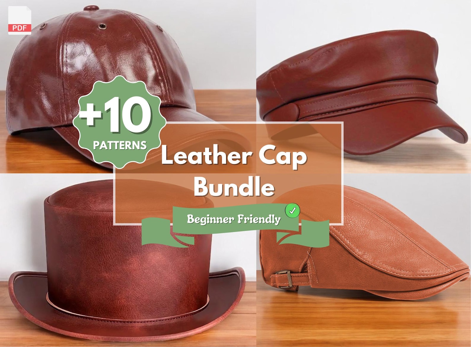 Leather Cap Bundle | Leather Cap Pattern | Leather Patterns | Beginner ...