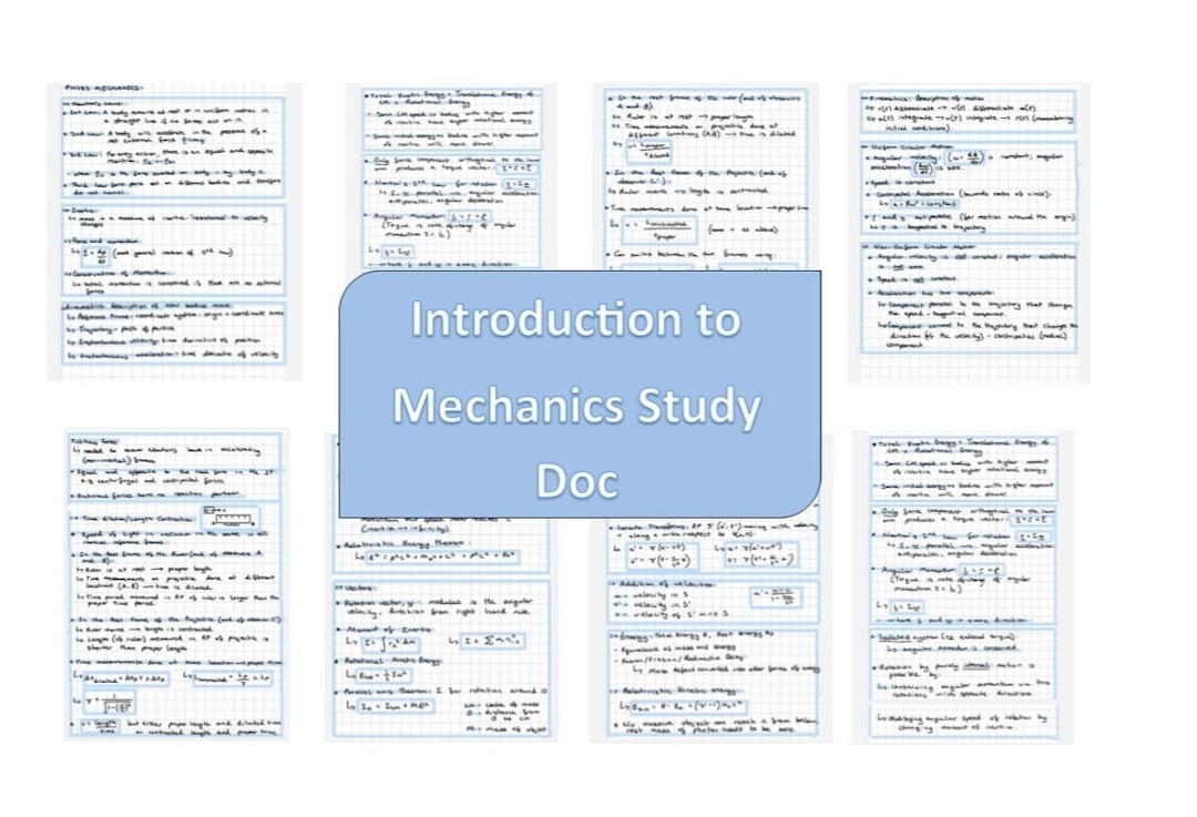 Introduction to Mechanics Study Notes - Etsy