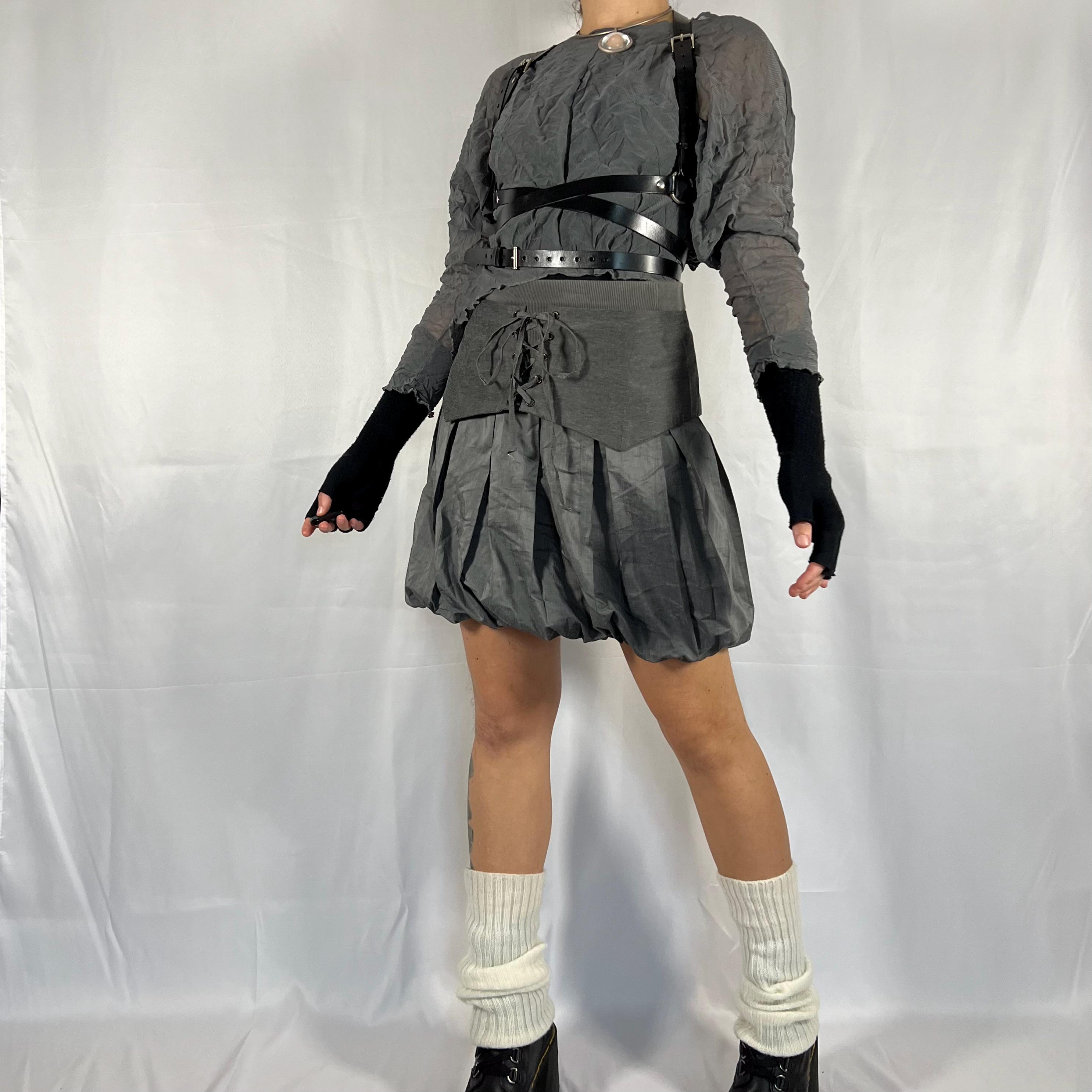 Y2K Cop Copine Techwear Bubble Skirt and Corset Belt Set Cyber Rave ...