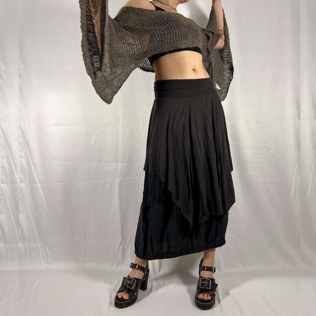 Y2K Cop Copine Layered Bi-material Maxi Skirt – Minimal Utility - Etsy