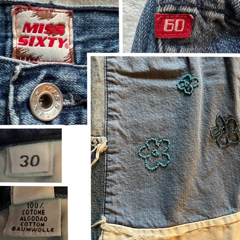 Y2K Miss Sixty Patchwork Crochet Flare Jeans – Altered - Etsy