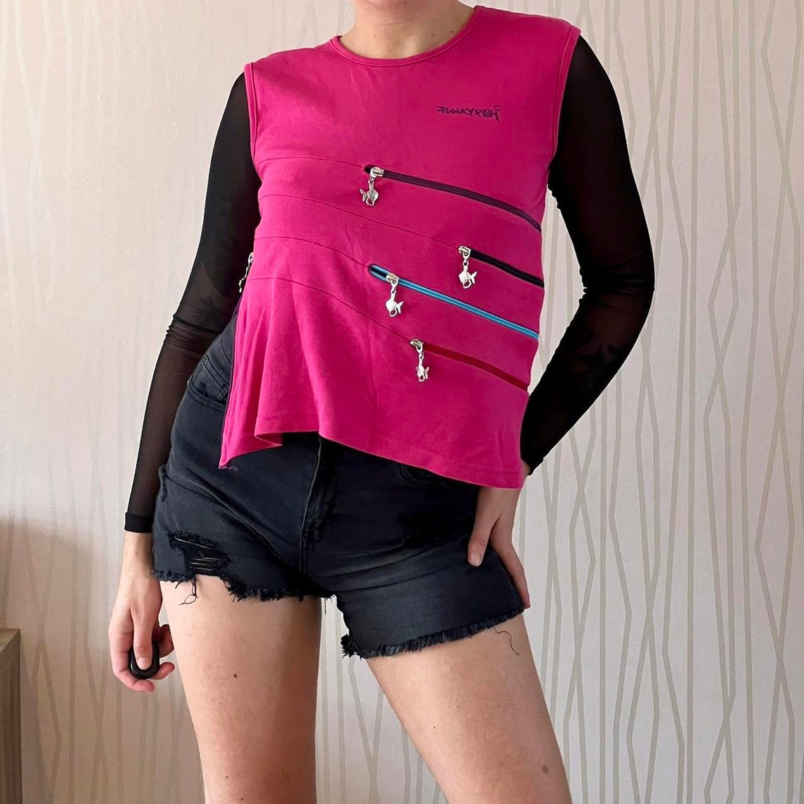 Punkyfish Cut Out Tank Top Y2K Cyber Rave Club Kid Techwear Neon ...