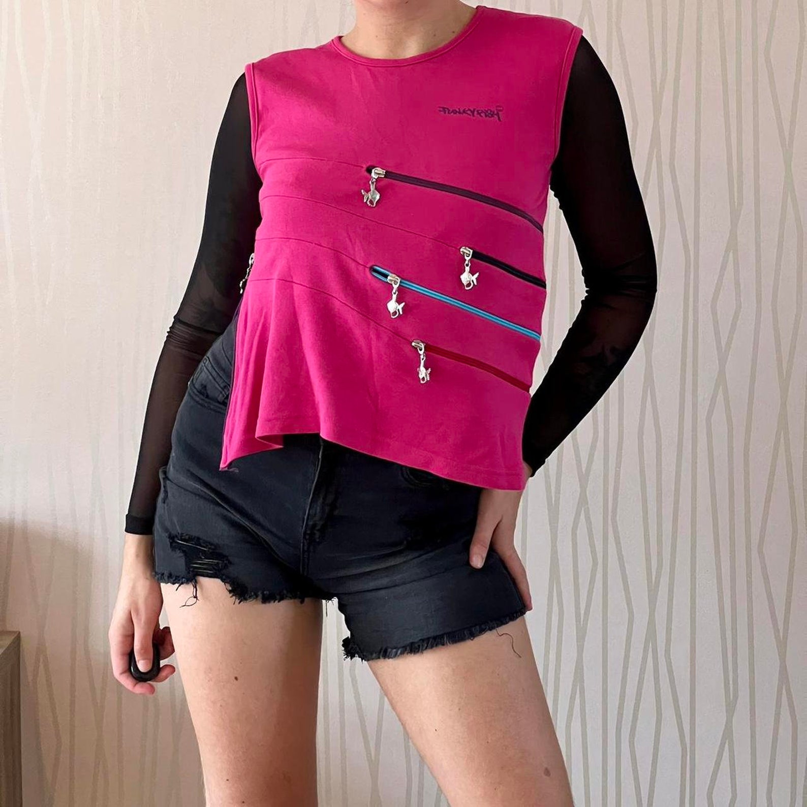 Punkyfish Cut Out Tank Top Y2K Cyber Rave Club Kid Techwear Neon ...