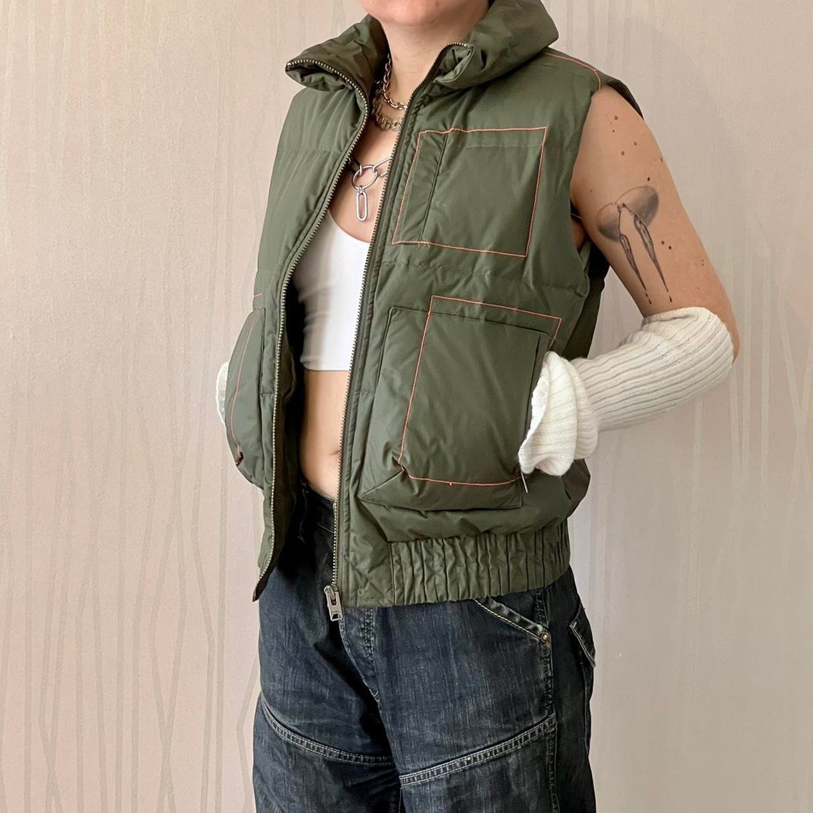 Diesel Gorpcore Utility Techwear Contrast Stitch Down Feather Puffer ...