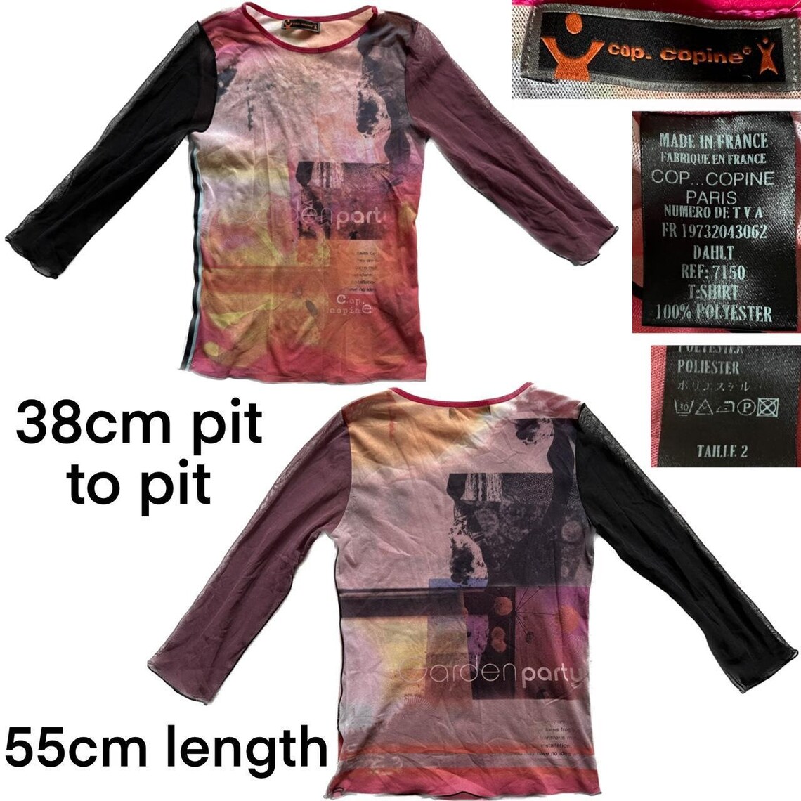 Cop Copine Mesh Top Cyber Y2K Sheer Graphic Utility Techwear Maximalist ...