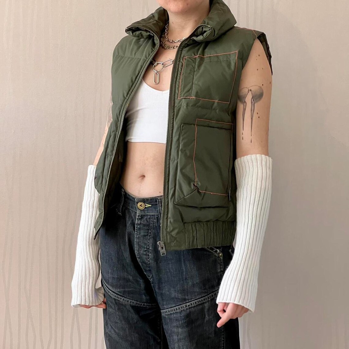 Diesel Gorpcore Utility Techwear Contrast Stitch Down Feather Puffer ...