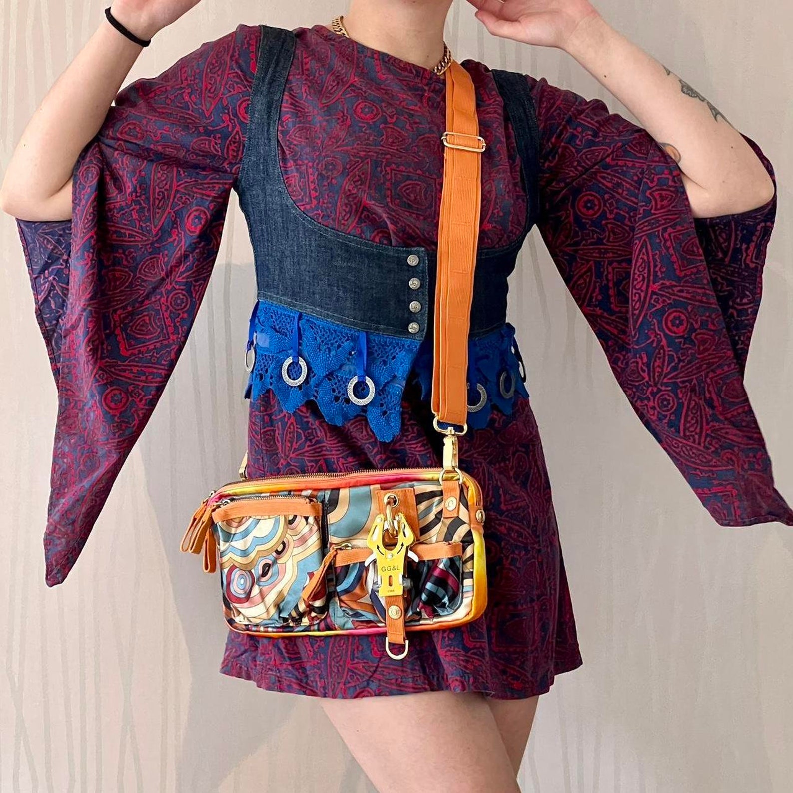 George Gina & Lucy Retro Mini Bag Cyber Y2K 70's Psychedelic Cargo ...