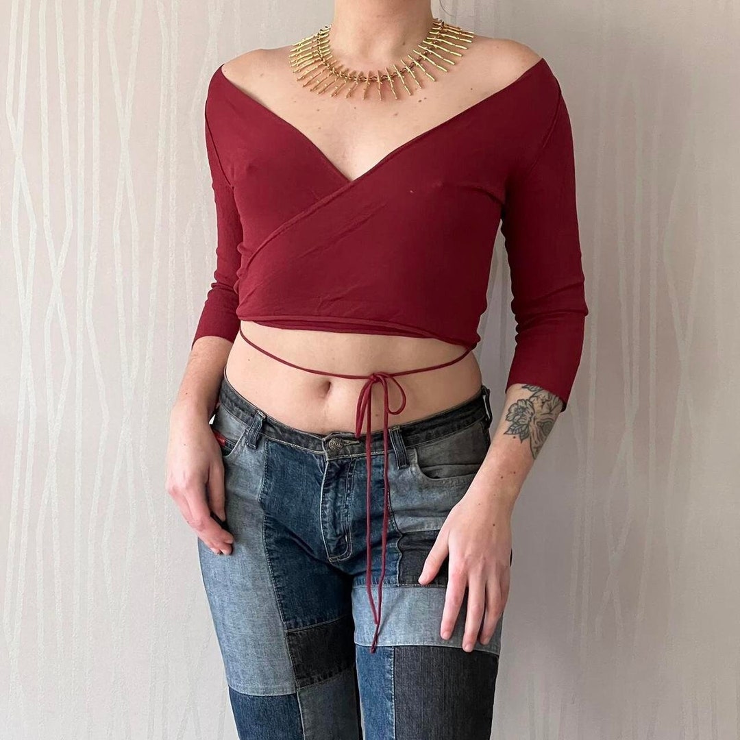 Sarah Pacini Wrap Top Y2K Minimalist Whimsigoth Going Out Top - Etsy