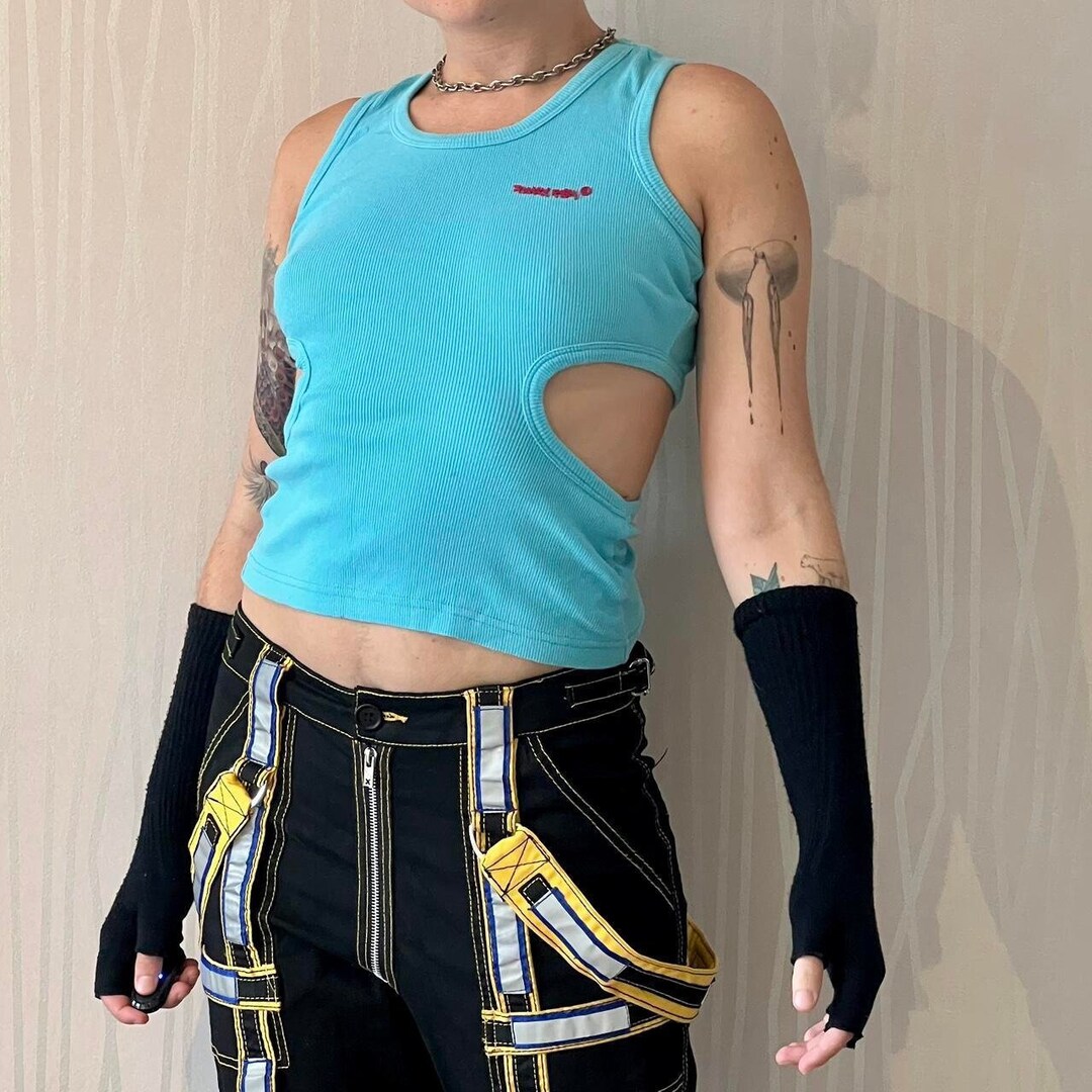 Punkyfish Tank Top Y2K Rave Neon Club Kid Cut Out Top - Etsy