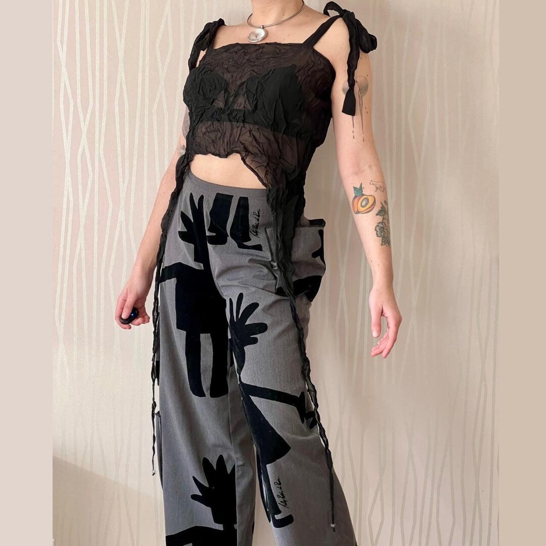 Biche De Bere Whimsygoth Crinkle Top Y2K Utility Cyber Techwear Tank ...